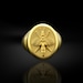 14k Gold Bee Men Ring, Oval Princess Bee Signet Ring in 14k Gold ...