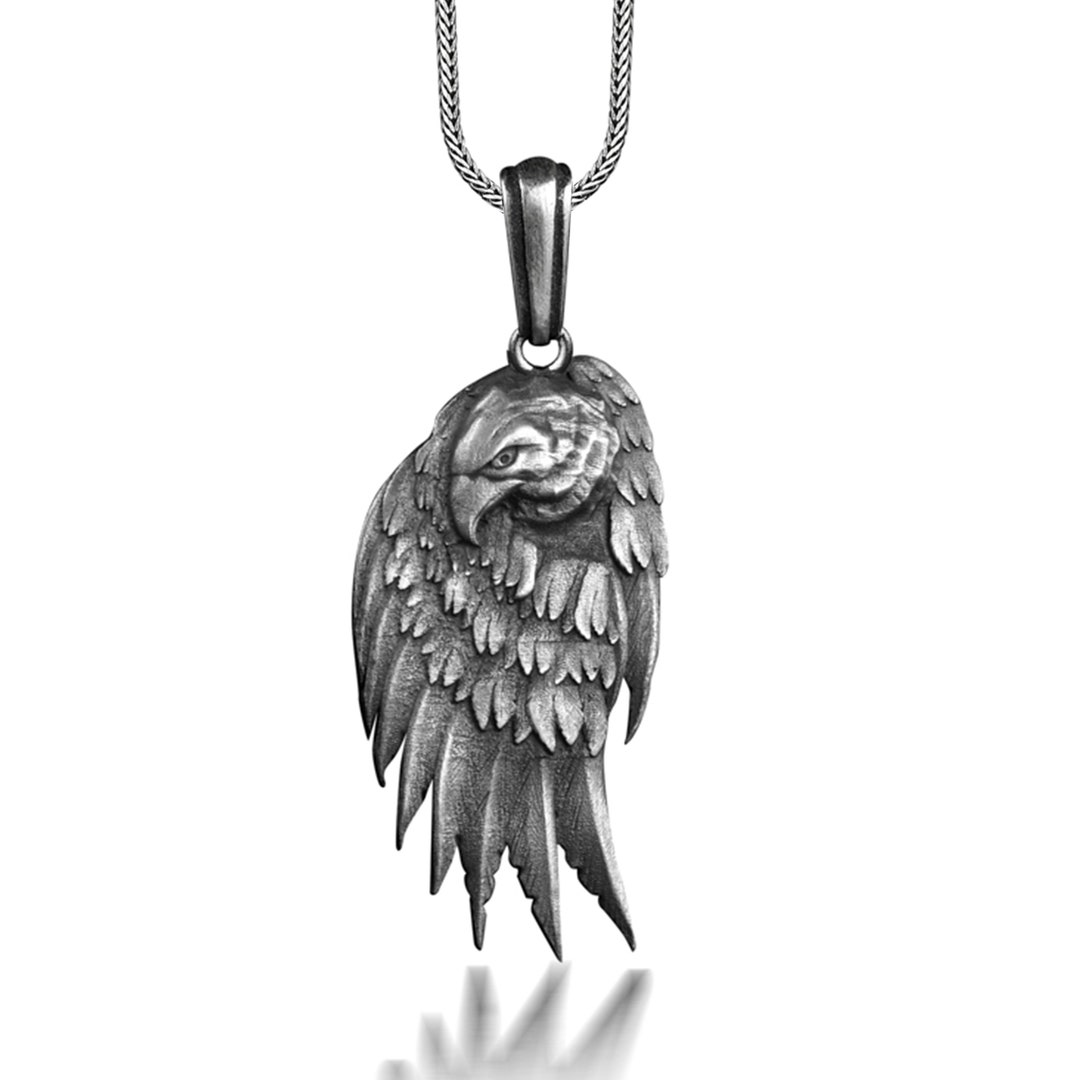 American Eagle Necklace for Men in 925 Silver, Strength Necklace for ...