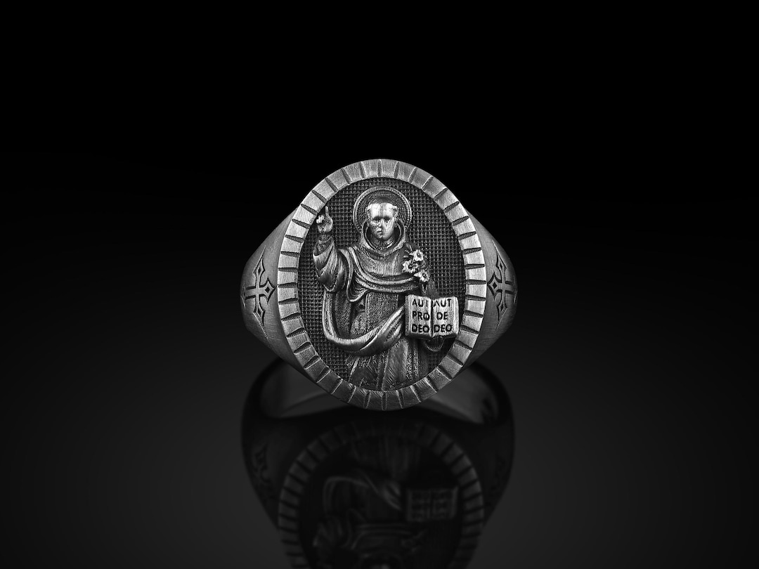 Handmade Saint Dominic Ring Signet Ring for Men's in Sterling Silver ...