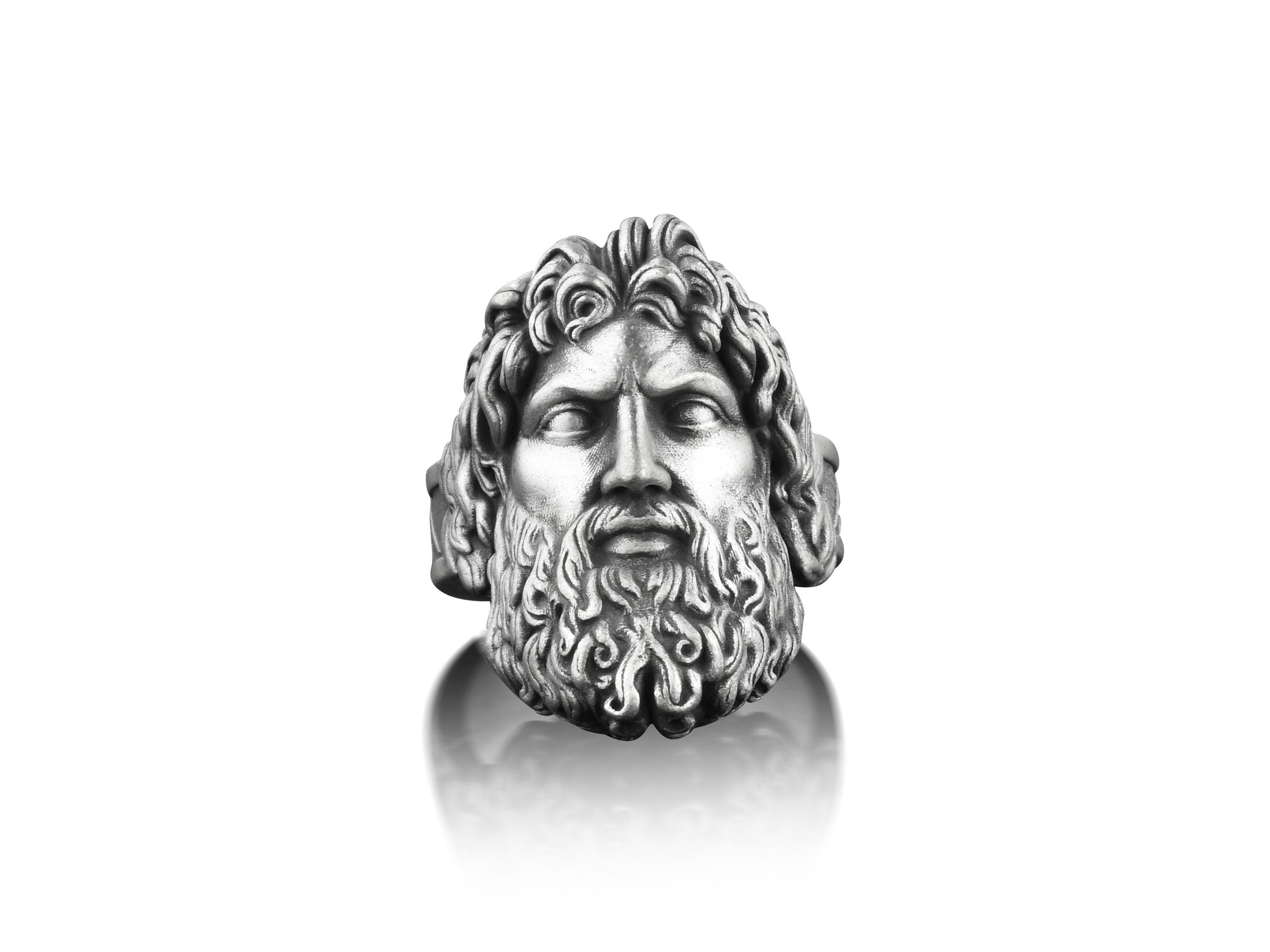 Zeus King of the Gods Ancient Ring for Men in Sterling Silver, Greek ...