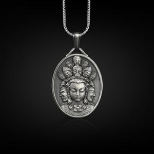 Goddess Brahma Pendant Necklace in Silver, Personalized Hinduism Men ...