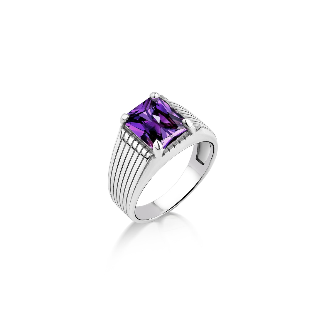 Amethyst Purple Stone Ring in Sterling Silver, Amethyst Gemstone ...