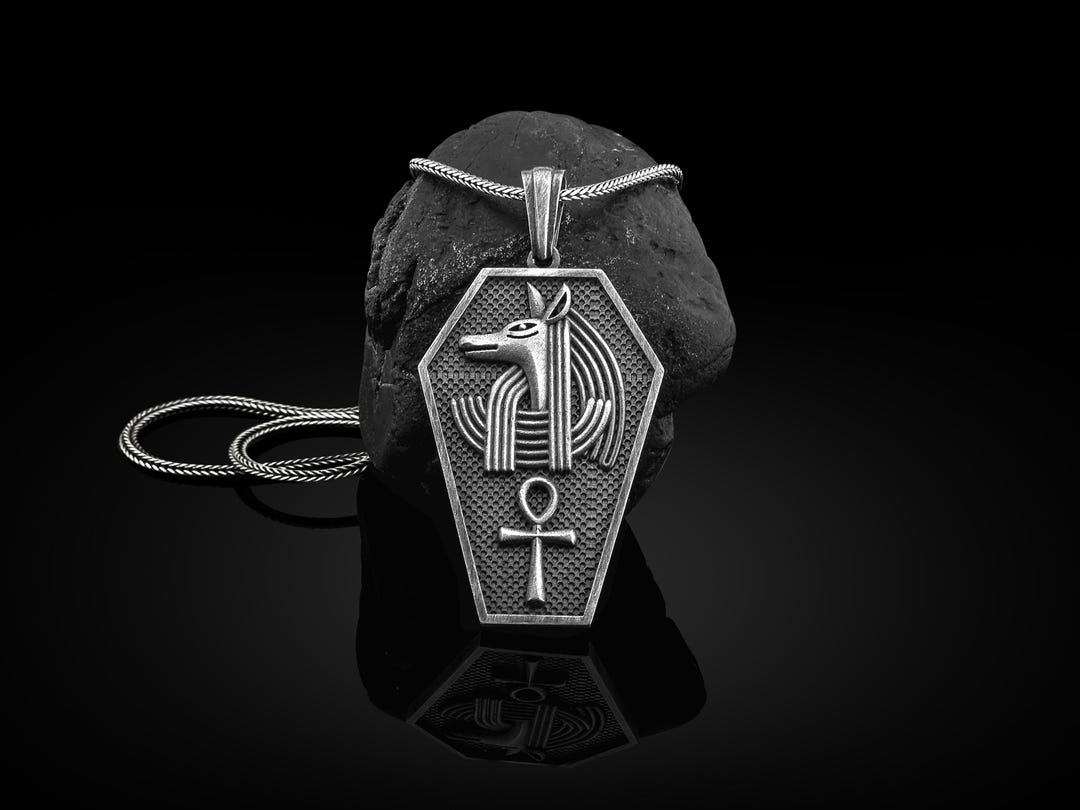 Anubis Ancient Egyptian God of the Dead With Ankh as Hieroglyph, Coffin ...
