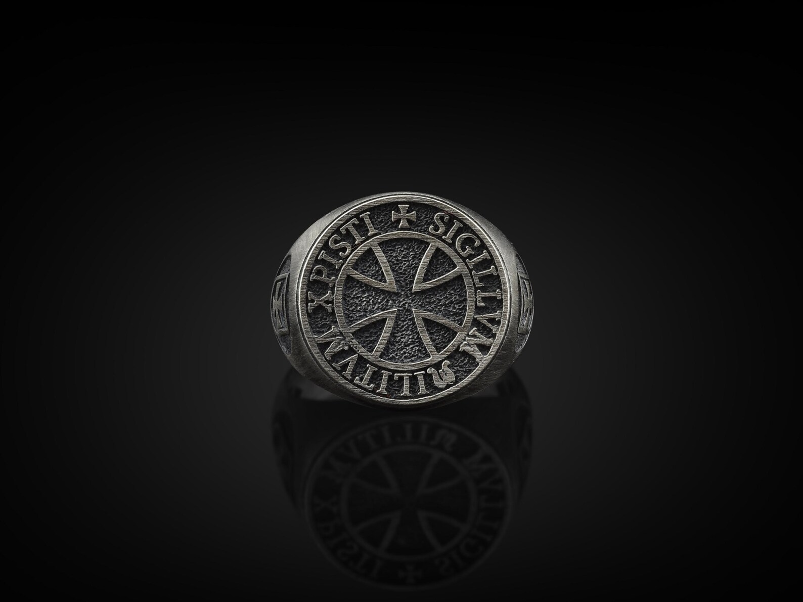 Cross Knights Templar Seal Handmade Sterling Silver Signet Ring, Cross ...