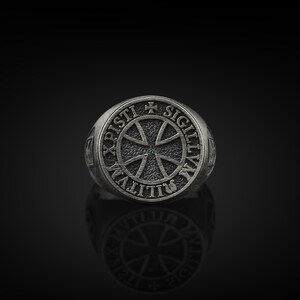 Cross Knights Templar Seal Handmade Sterling Silver Signet Ring, Cross ...