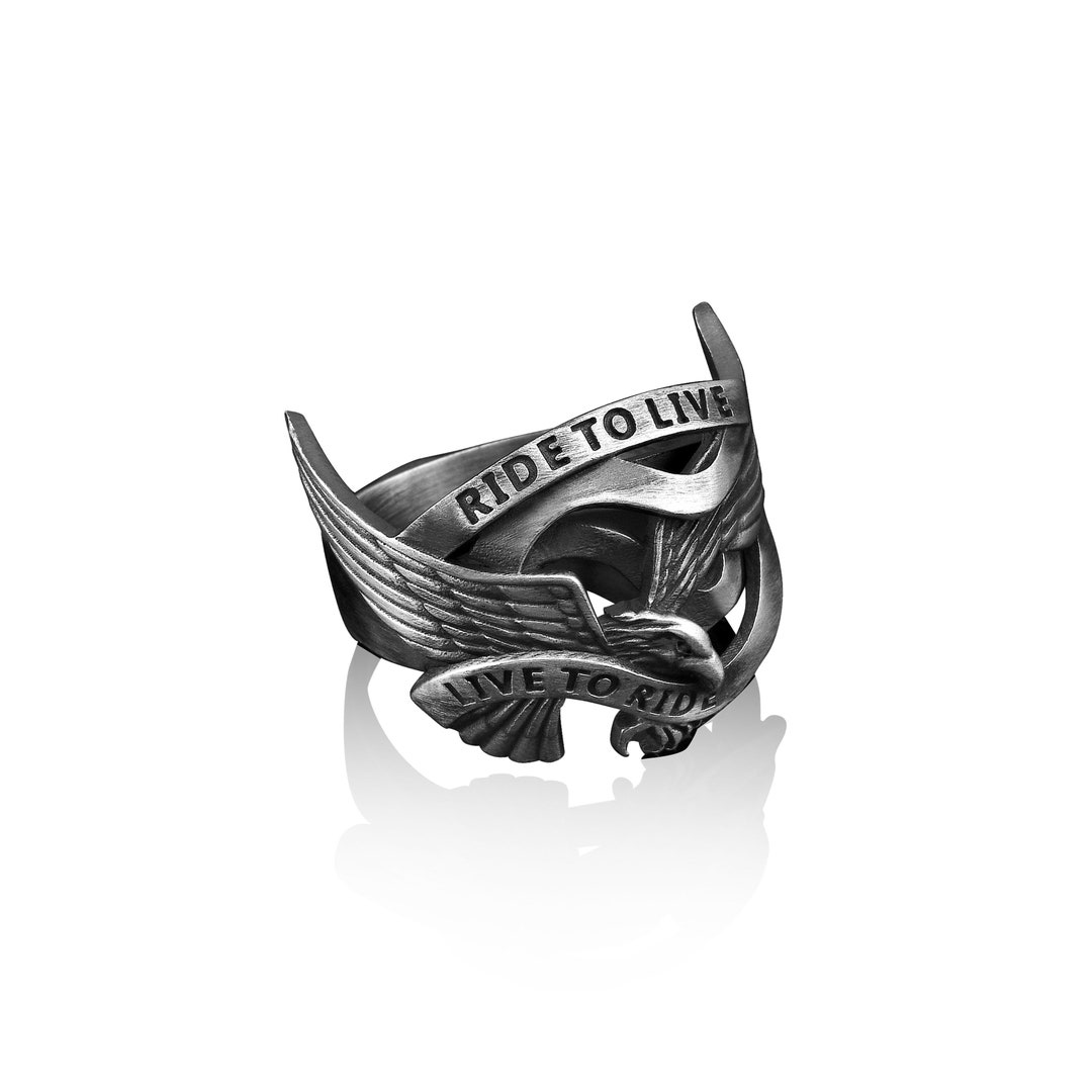 Silver Eagle Men Ring, Sterling Silver Falcon Rings, Ride to Live ...