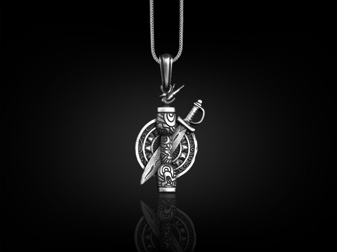 Totem Pole and Dagger Spiritual Necklace in Silver, African Religious ...