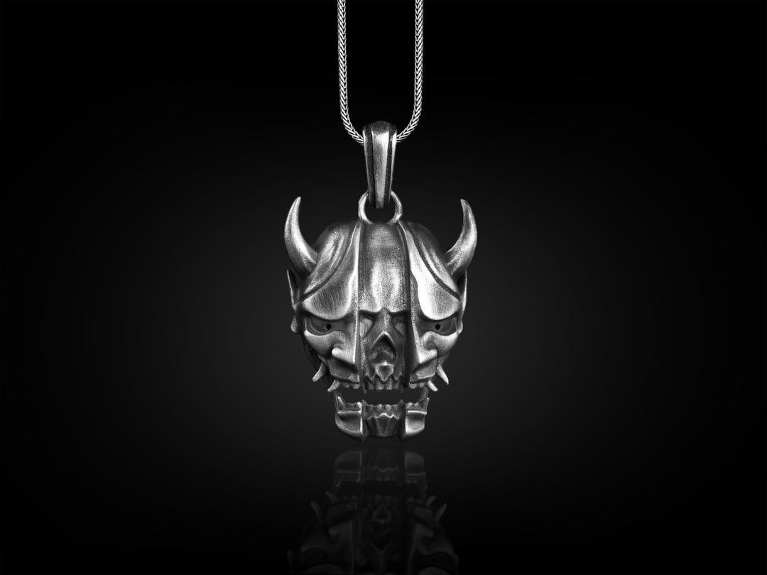 Skull Turning to Devil Gothic Necklace, Oxidized Demon Necklace in ...