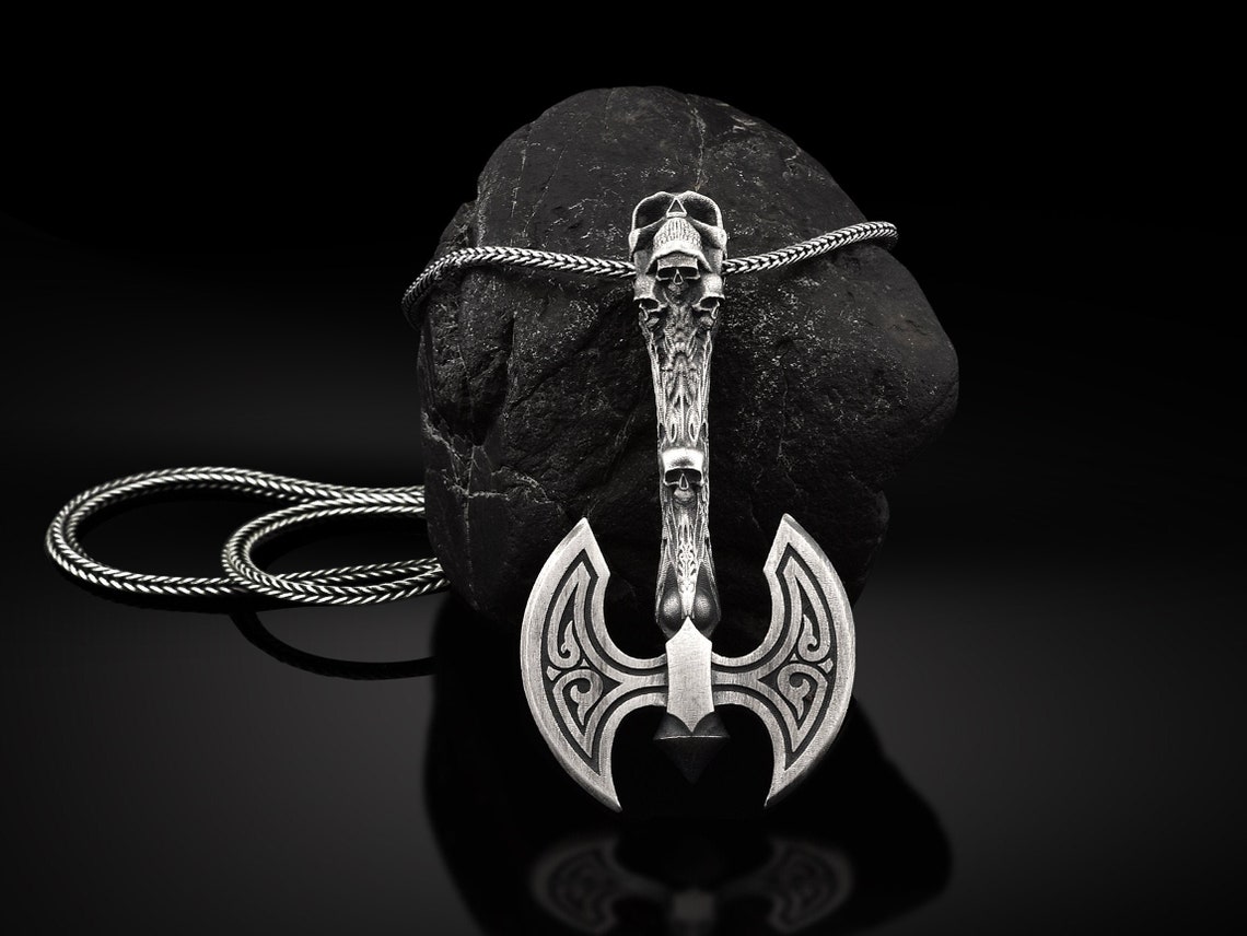 Viking Axe Pendant Silver Battle Axe Necklace Warrior | Etsy