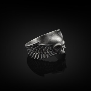 Winged Skull Handmade Sterling Silver Men Ring, Winged Skull Gothic ...