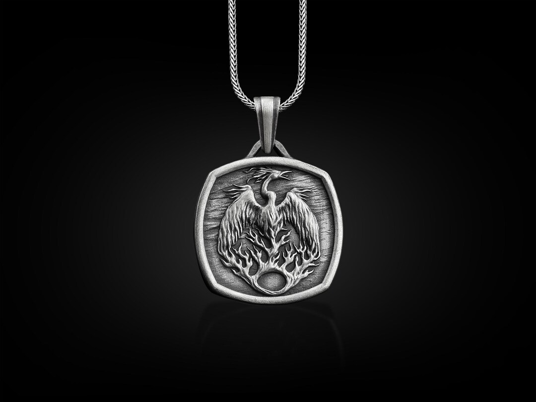 Phoenix Fire Bird Engraved Necklace, 925 Sterling Silver Customizable ...