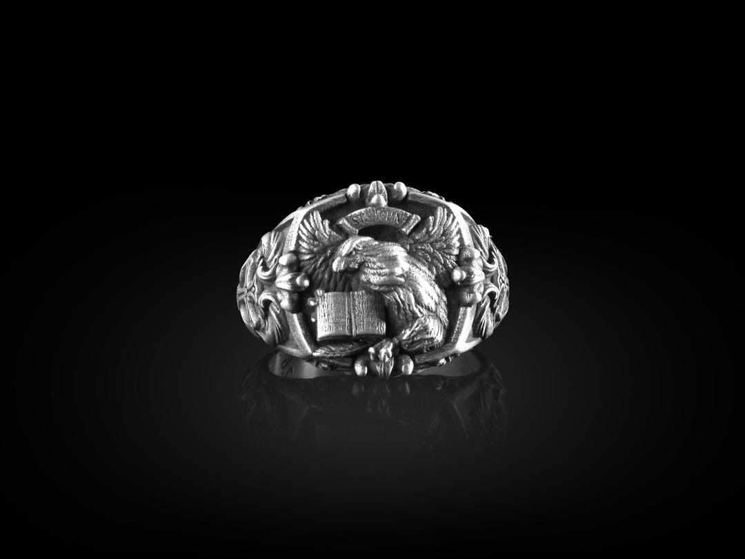 Eagle of Saint John Apostle Ring for Men in Starling Silver, Evangelist ...