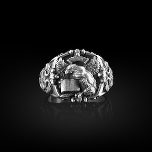 Eagle of Saint John Apostle Ring for Men in Starling Silver, Evangelist ...