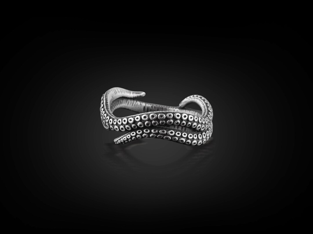 Octopus Tentacle Mens Ring in Silver, Squid Ring for Best Friend ...