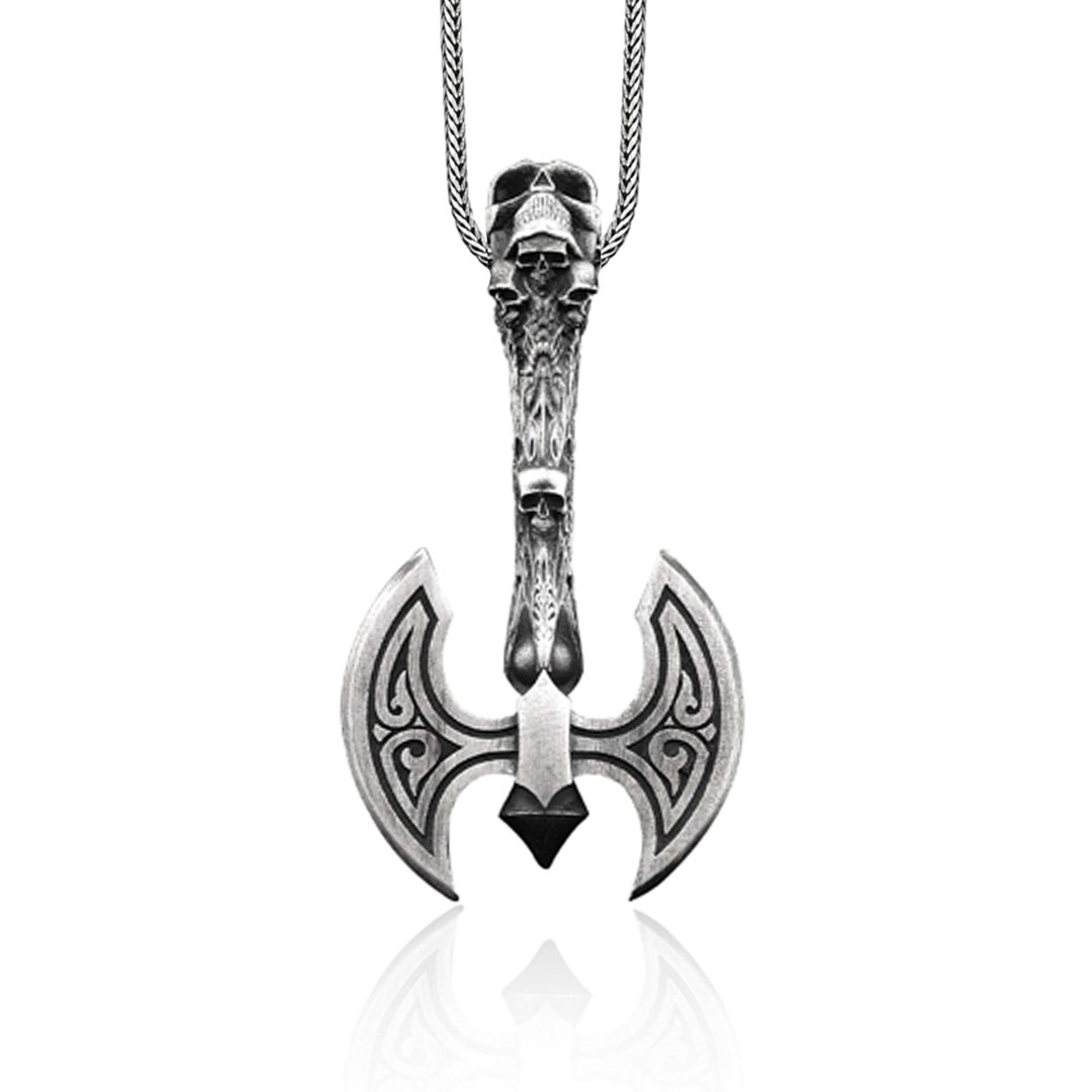 Viking Axe Pendant, Silver Battle Axe Necklace, Warrior Necklace ...