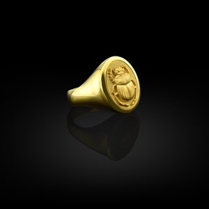 14K Gold Scarab Man Ring Oval Signet Men's Scarab 10K - Etsy