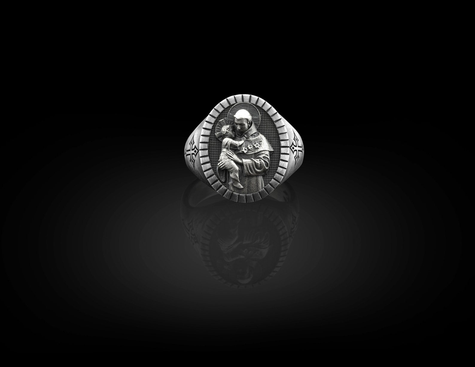 Handmade Saint Anthony Signet Ring for Men in Sterling Silver - Etsy UK