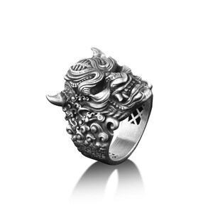 Hannya Ring in Oxidized Sterling Silver, Extraordinary Gothic Ring for ...