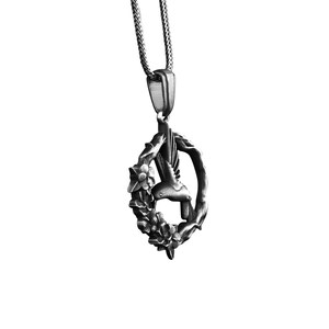Hummingbird Necklace With Flower, Hummingbird on Branch Floral Necklace ...