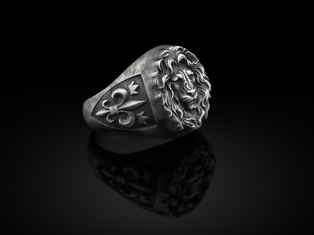 Zodiac Zodiac Leo Signet Ring for Men in Sterling Silver 3D - Etsy