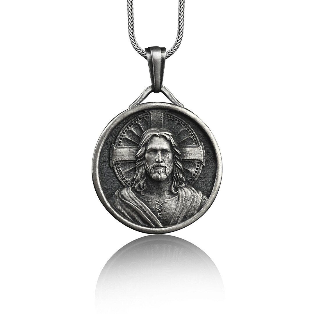 Jesus Christ Handmade Sterling Silver Men Medallion Necklace - Etsy