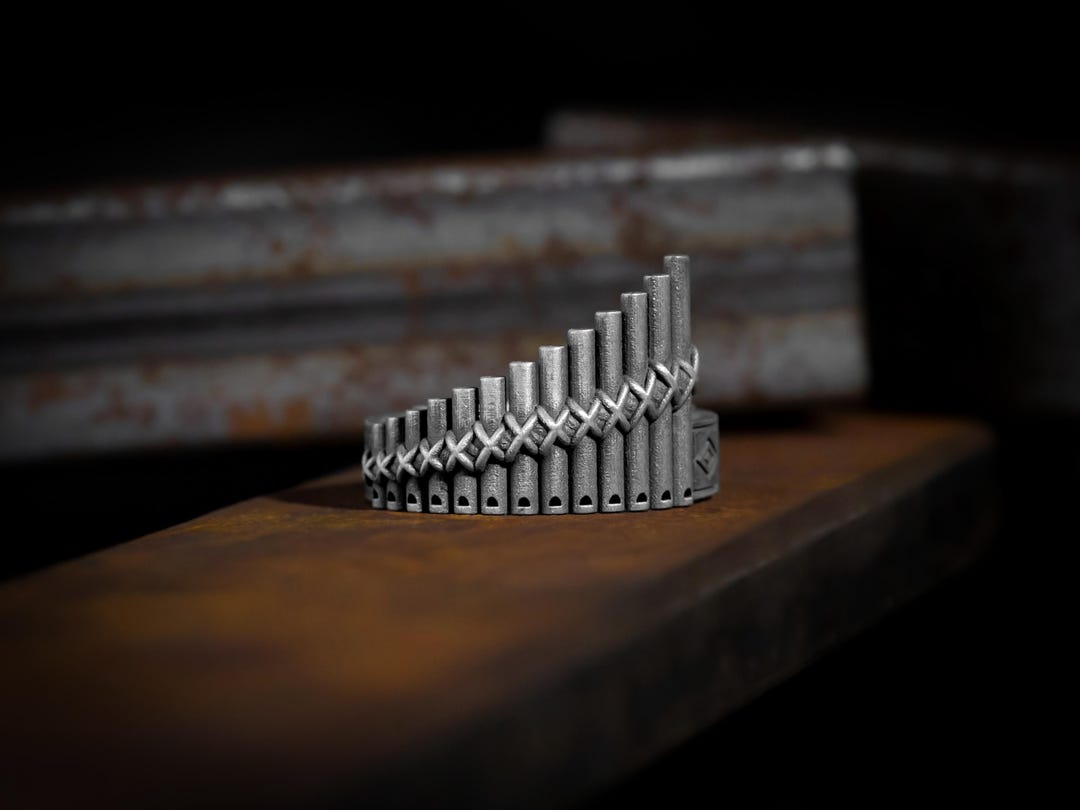 Sterling Silver Pan Flute Ring for Men, Musical Instrument Gift Ring ...