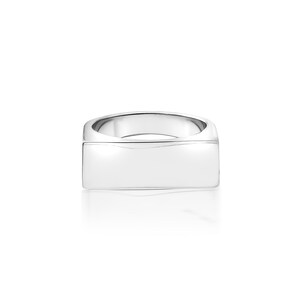 Ractangle Flat Wedding Men Band Silver Rings, Modern Silver Rectangle Ring, Angular Minimalist ...