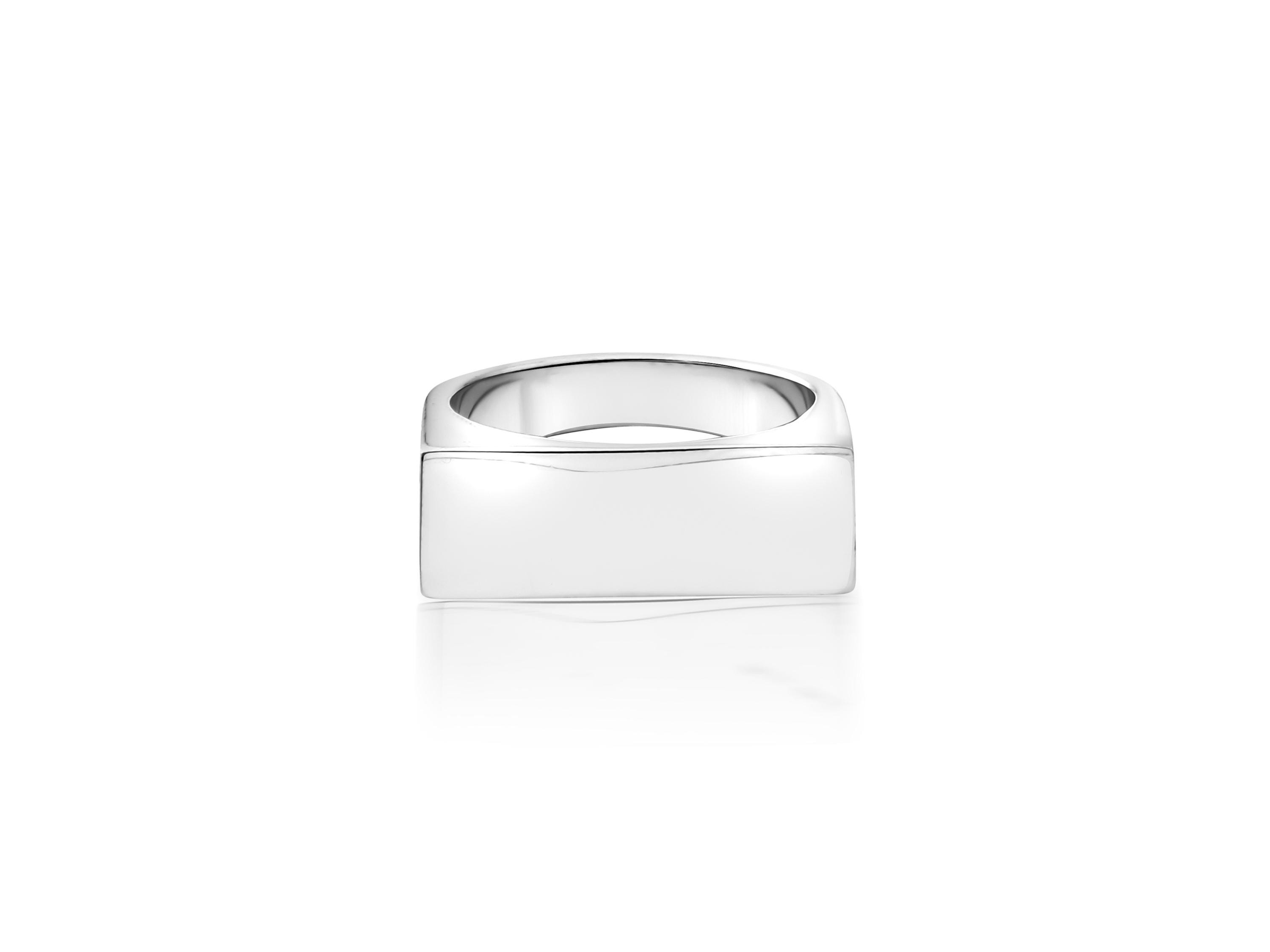 Ractangle Flat Wedding Men Band Silver Rings, Modern Silver Rectangle ...
