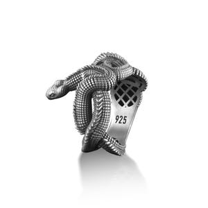 Twisted Snake Ring, Ouroboros Snake Sterling Silver Mens Ring, Snake ...
