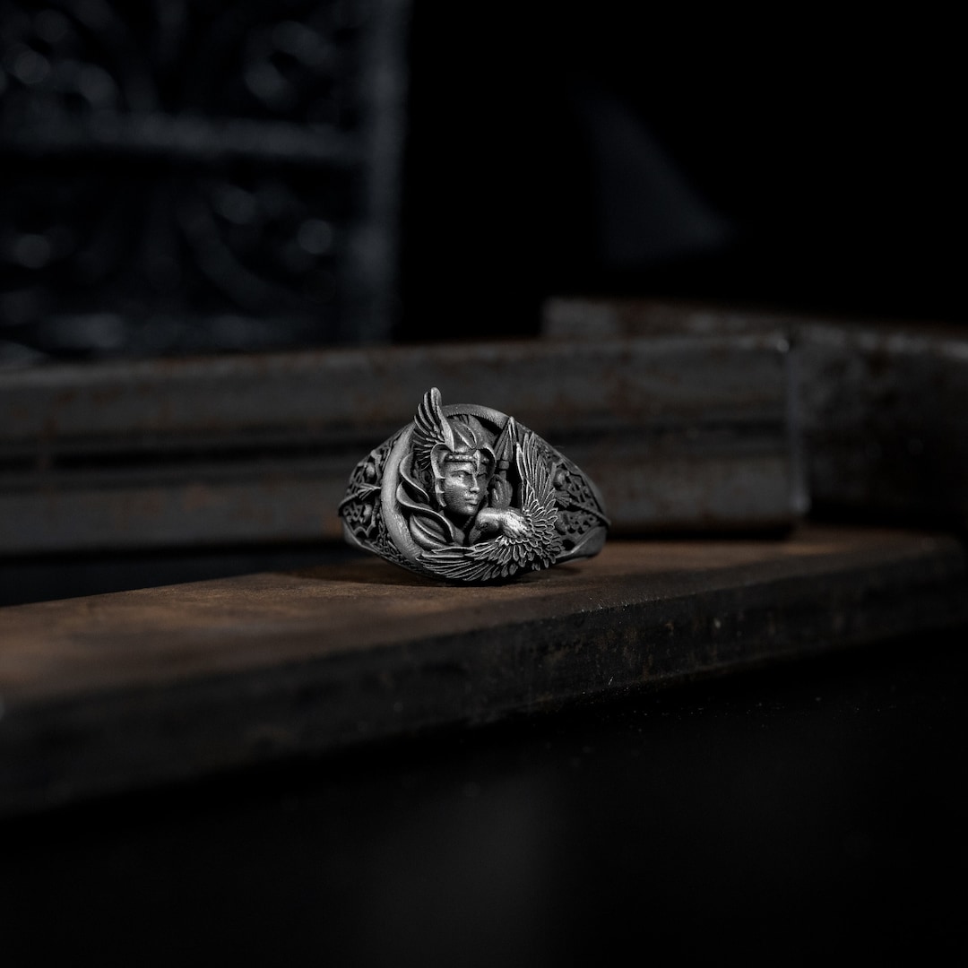 Sterling Silver Valkyrie Ring for Men in Sterling Silver, Goddess Freya ...