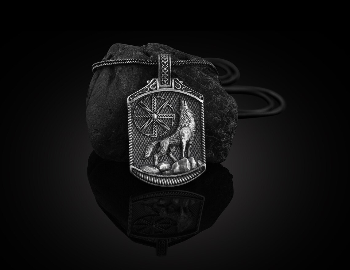 Mens Wolf Necklace 925 Silver Wolf Pendant Oxidized Wolf | Etsy