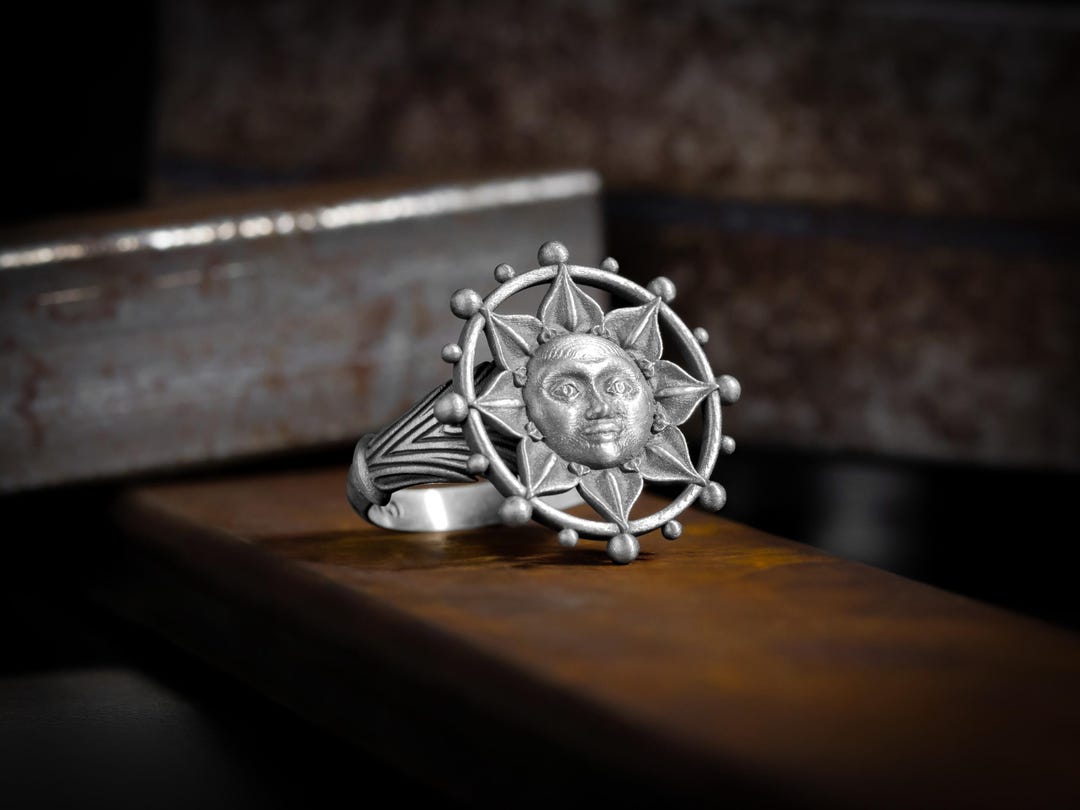 Minimalist Sun Ring in Sterling Silver, Antique Handmade Sterling ...