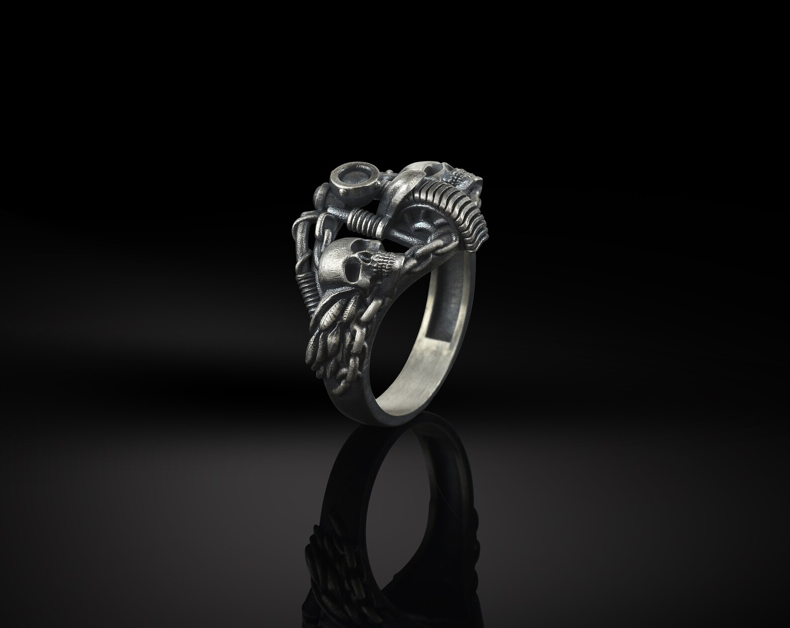 Motorcycles Biker Rings Men Silver Skull Ring Pinky Silver - Etsy