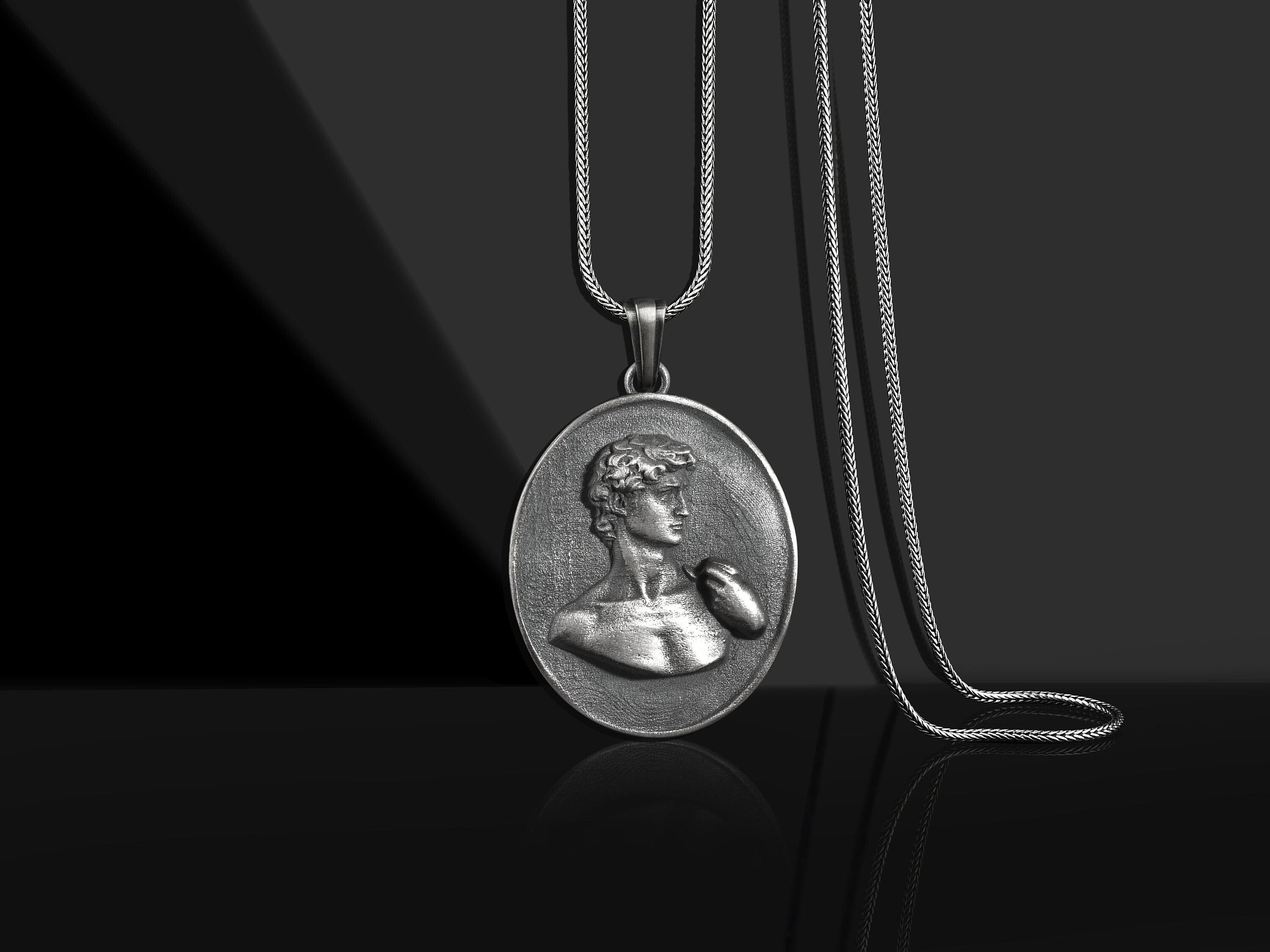 Statue of David Necklace for Men in Sterling Silver David - Etsy