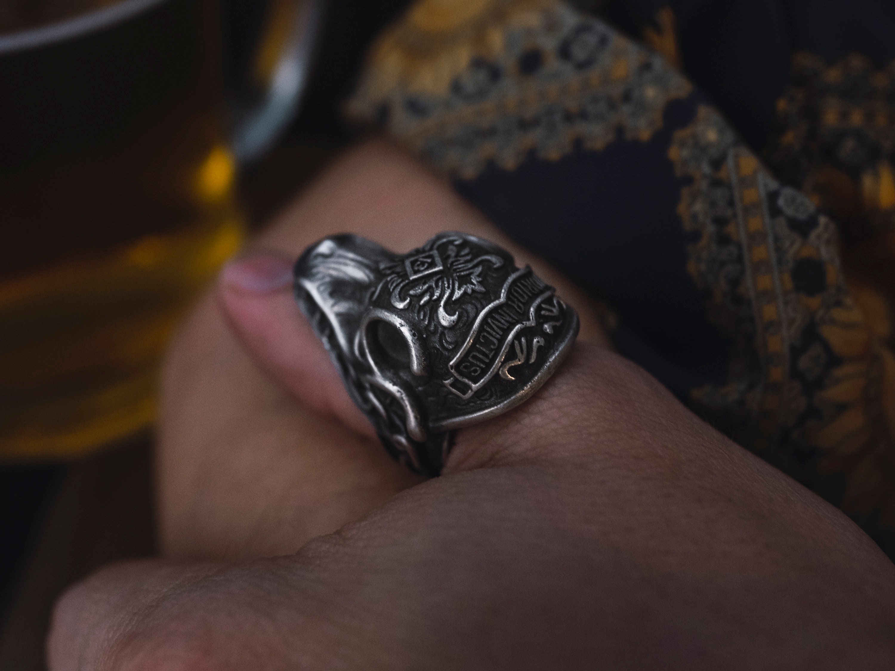 Morior Invictus Handmade Sterling Silver Men Ring Silver | Etsy
