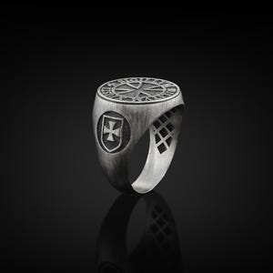 Cross Knights Templar Seal Handmade Sterling Silver Signet Ring, Cross ...