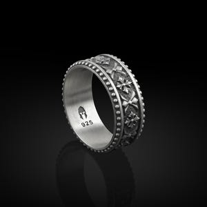 Victorian Style Men Wedding Band Ring, 925 Sterling Silver Floral Ring ...