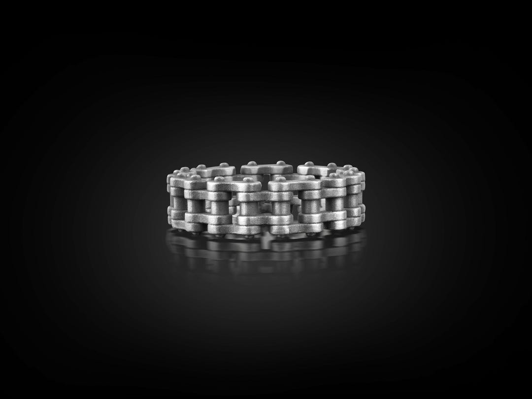 Biker Chain Ring in Oxidized Silver, Motorcycle Chain Ring for Men in ...