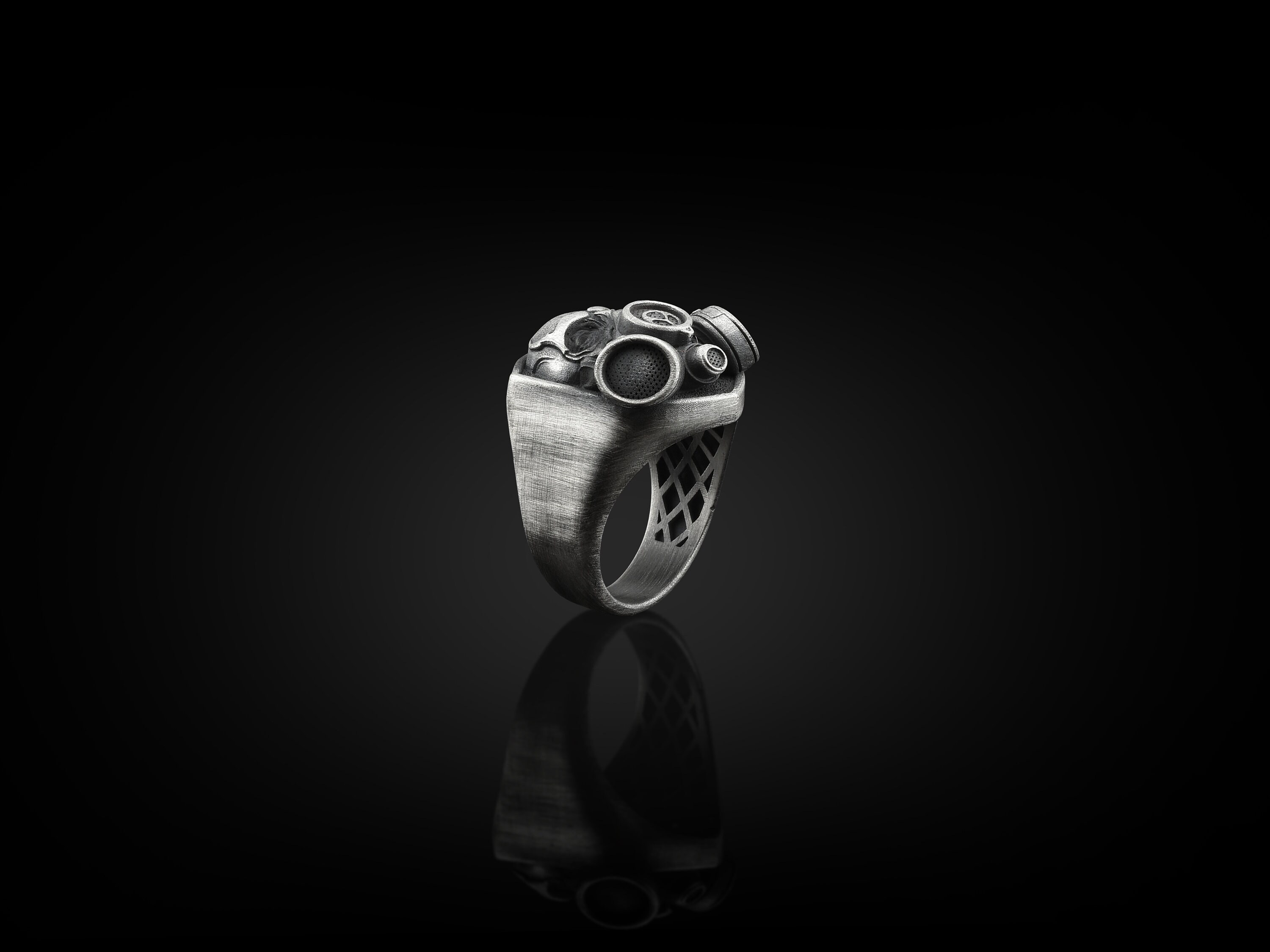 Gas Mask Biker Ring for Men in Sterling Silver Apocalypse - Etsy