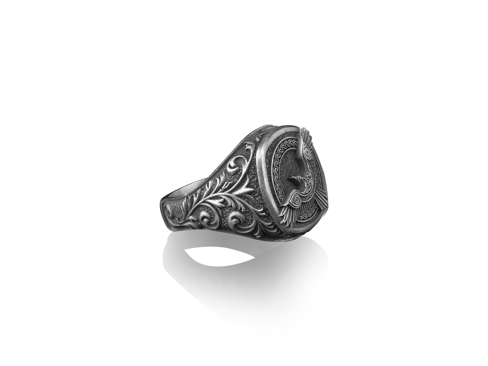 Tiny Trinity Celtic Raven Square Signet Ring, Viking Norse Mythology ...
