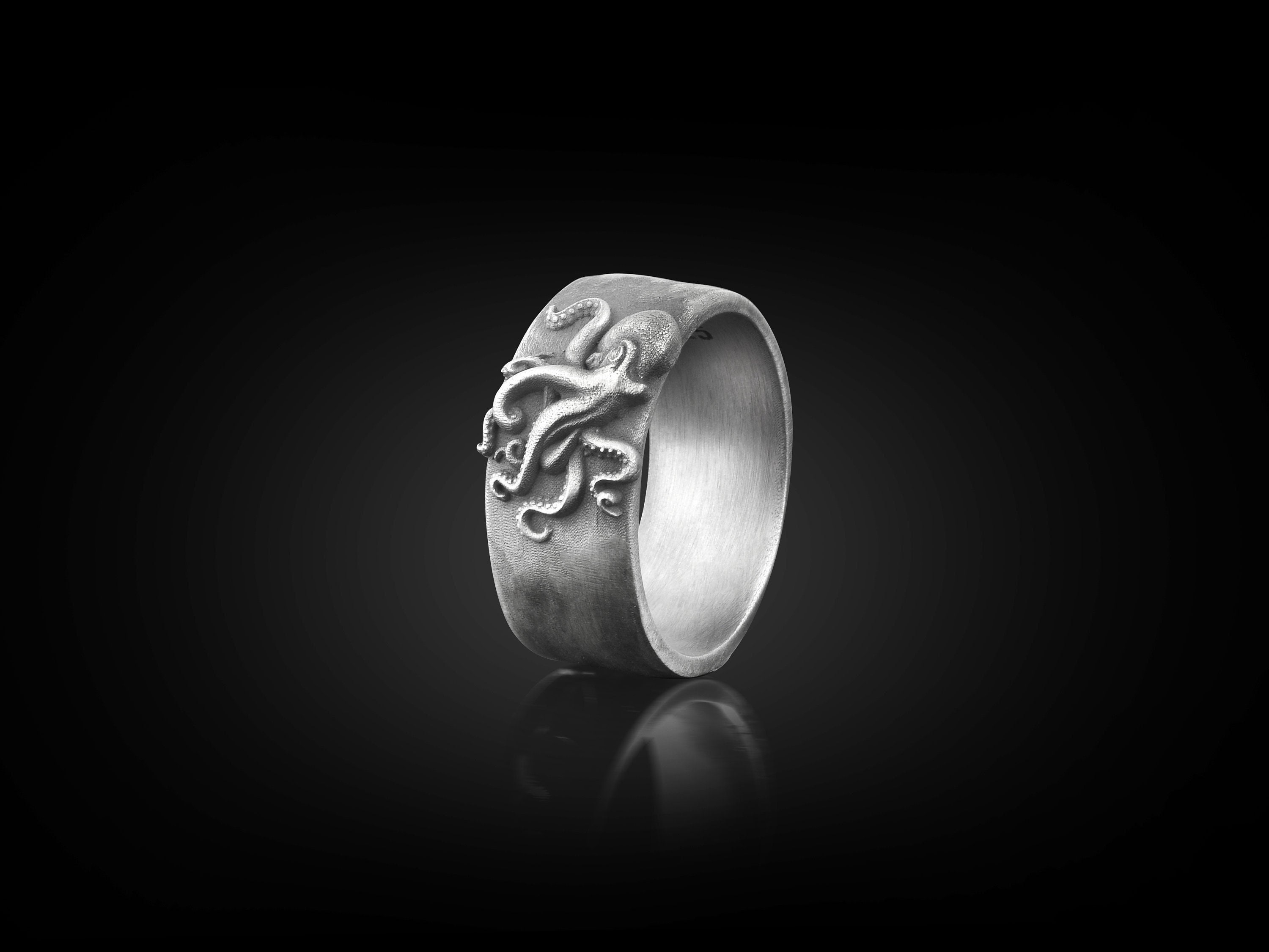 Octopus Oxidized Silver Mens Ring Sterling Silver Animal Ring - Etsy