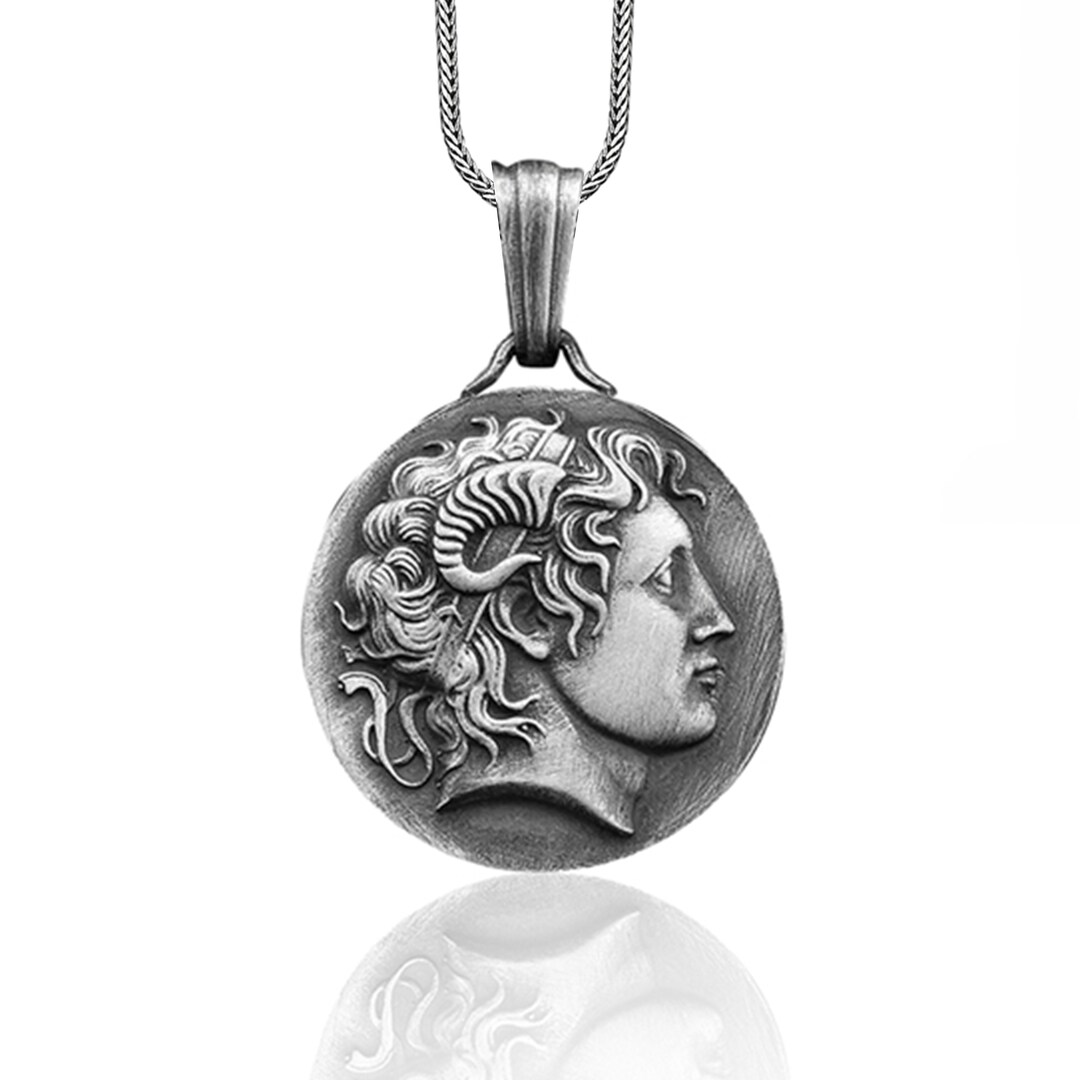 Alexander the Great Handmade Silver Necklace, Ancient Greece Silver Men ...