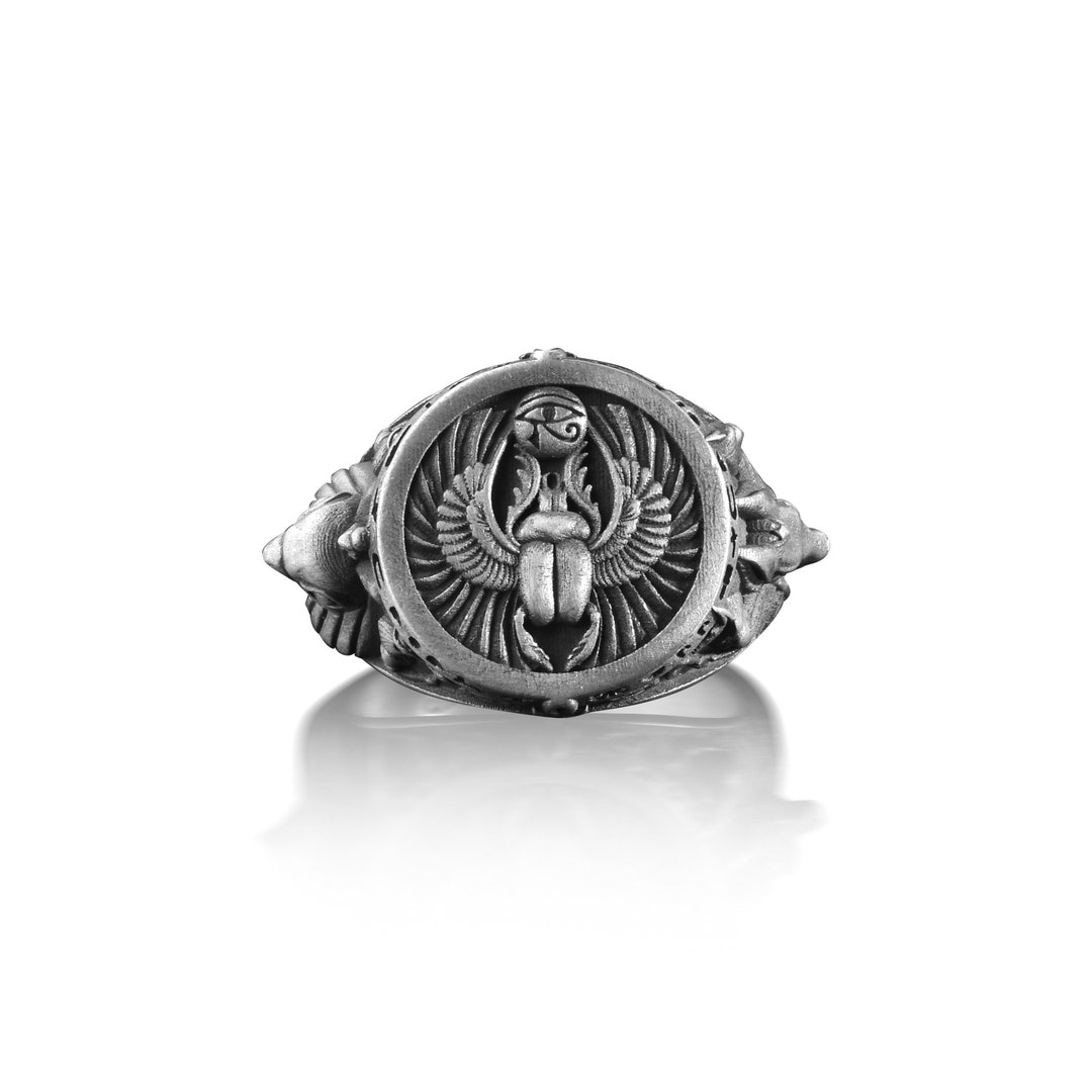 Anubis Silver Mens Ring, Egyptian God Ring, Handmade Sterling Silver ...