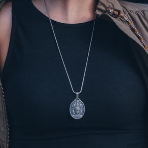 Goddess Brahma Pendant Necklace in Silver, Personalized Hinduism Men ...