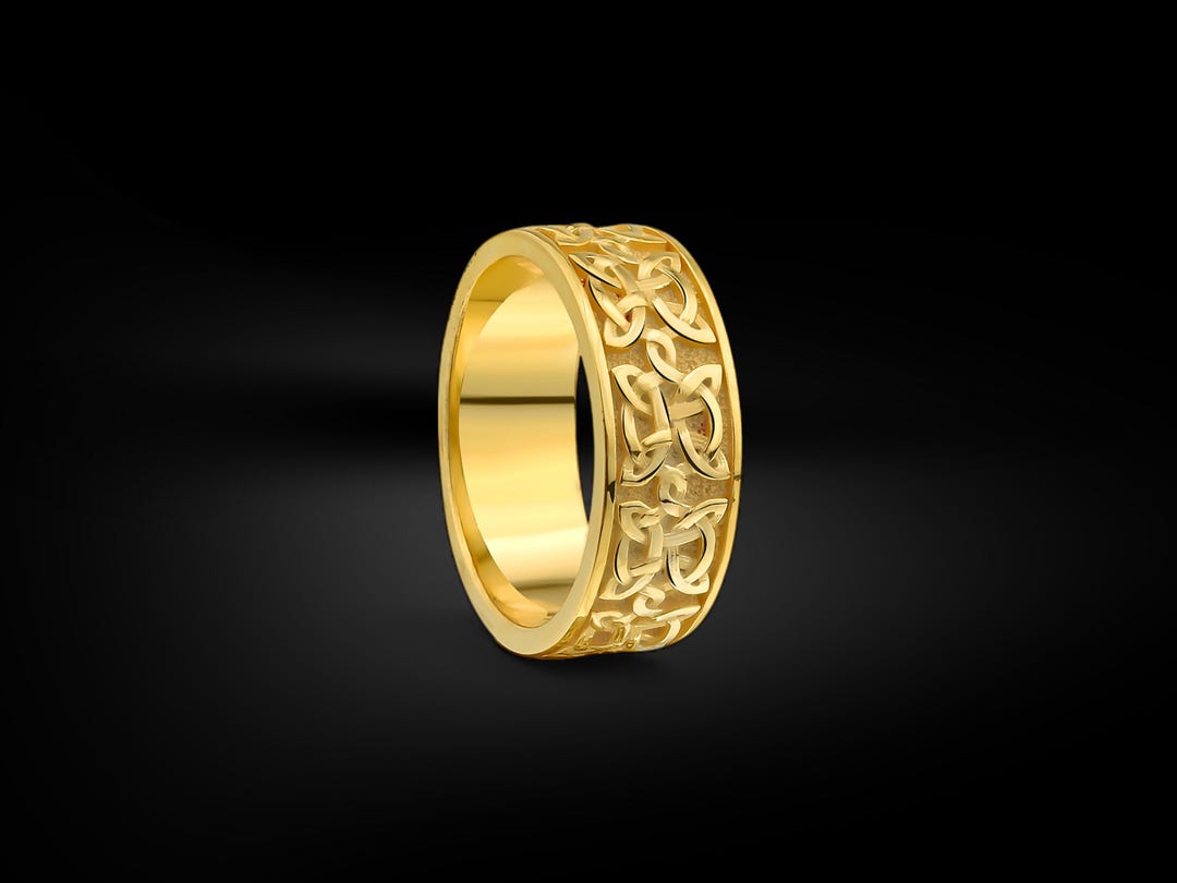 Celtic Knot 14k Solid Gol Men Wedding Band Rings, Dara Viking Knot Men ...