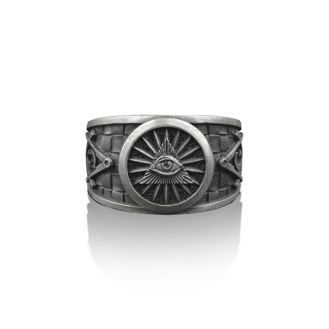 Eye of Providence Silver Masonic Ring, 925 Sterling Silver Freemason ...