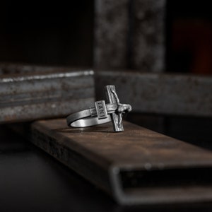 Jesus Christ Crucifix Cross Christian Band Ring in Sterling Silver ...