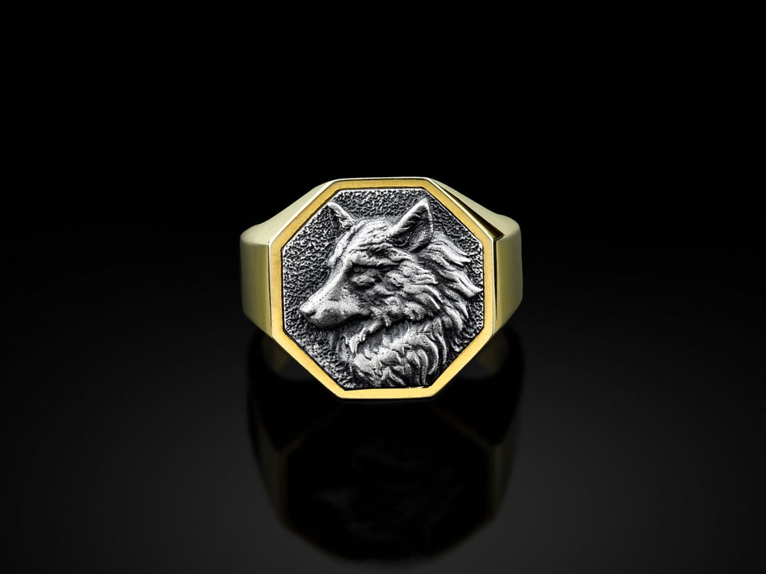Handmade Alpha Wolf Men's Ring, 925 Silver Wild Wolf Signet Man Ring ...