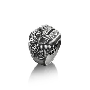 Barong God of Good Mens Ring in Silver, Balinese Mythology Gothic Ring ...