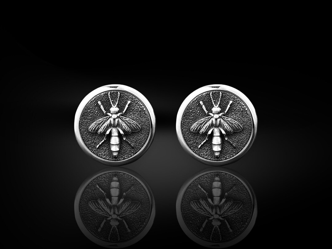 Polished 925 Silver Bumble Bee Cufflinks for Men, Custom Sterling ...